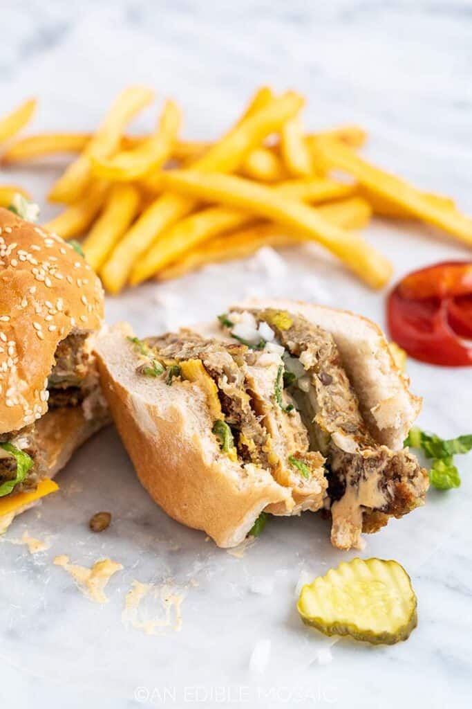 Vegan Big Mac Recipe with Lentil Burgers and Special Sauce - An Edible ...