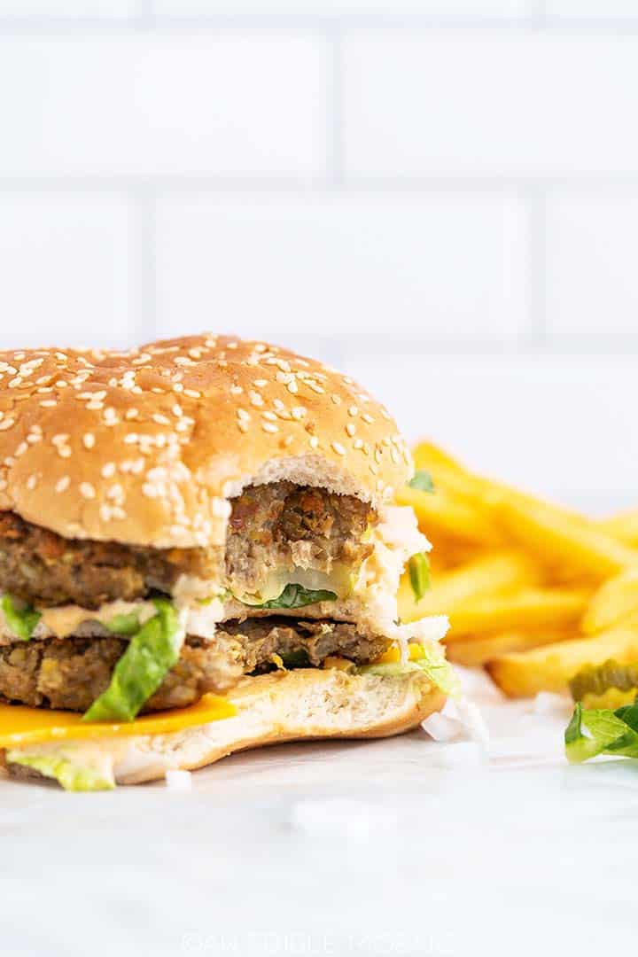 Vegan Big Mac Recipe with Lentil Burgers and Special Sauce - An Edible ...