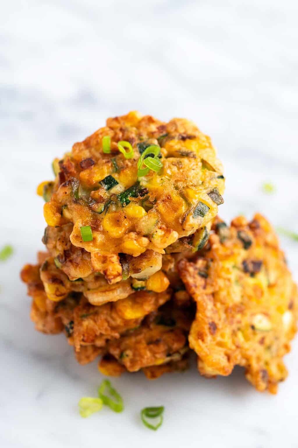 Crispy Vegetable Fritters with Creamy Garlic Sauce - An Edible Mosaic™