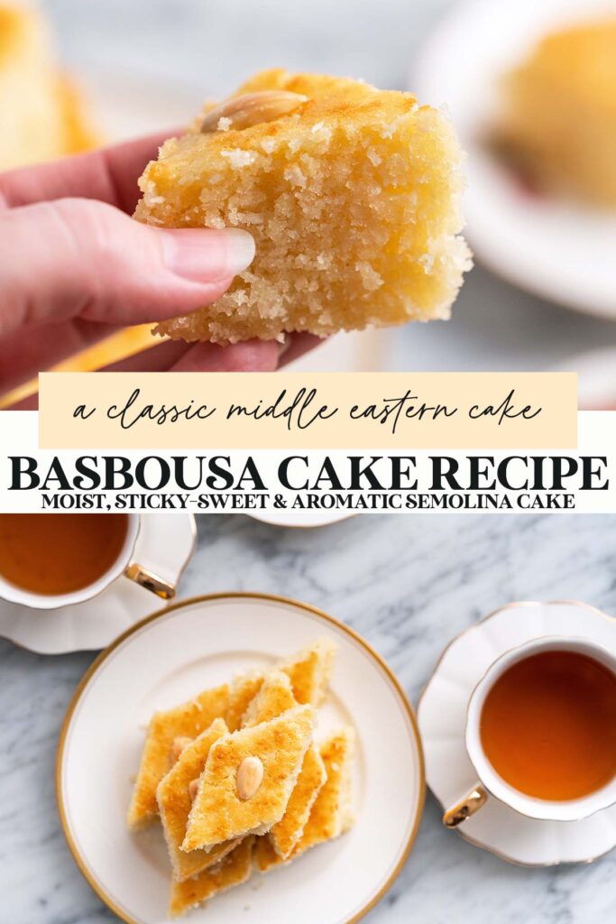 Basbousa Recipe (Middle Eastern Coconut Semolina Cake) - An Edible Mosaic™