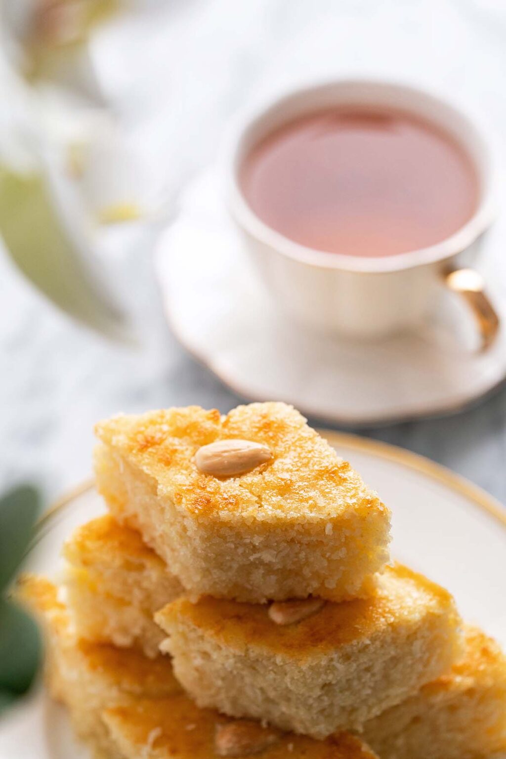Basbousa Recipe (Middle Eastern Coconut Semolina Cake) - An Edible Mosaic™