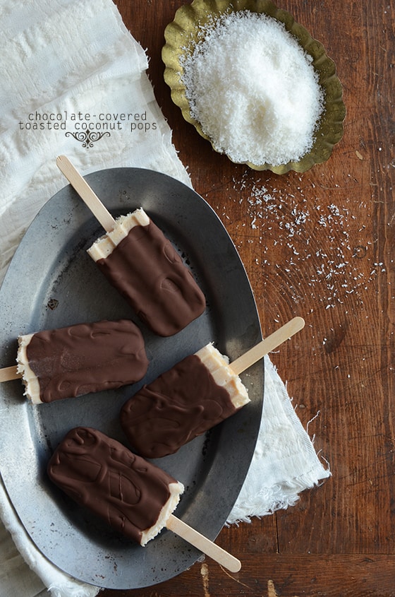 Chocolate-Covered Toasted Coconut Pops {Popsicle Week} - An Edible Mosaic™