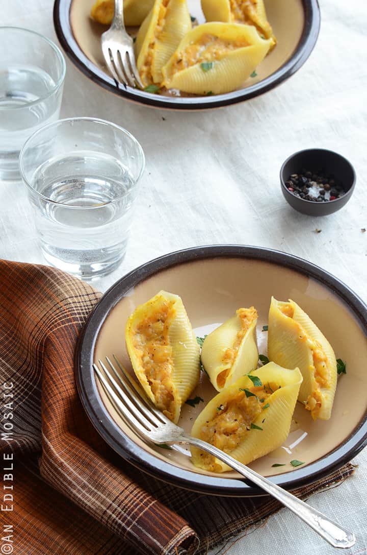 Savory Cheesy Pumpkin Stuffed Shells - An Edible Mosaic™
