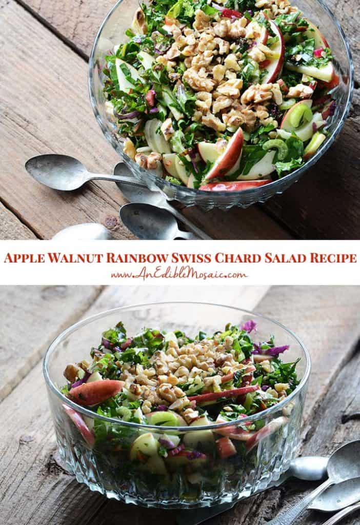 Apple Walnut Rainbow Swiss Chard Salad Recipe - An Edible Mosaic™