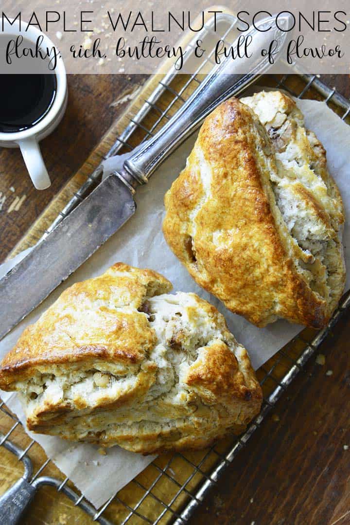 Small Batch Flaky Golden Maple Walnut Scones Recipe - An Edible Mosaic™