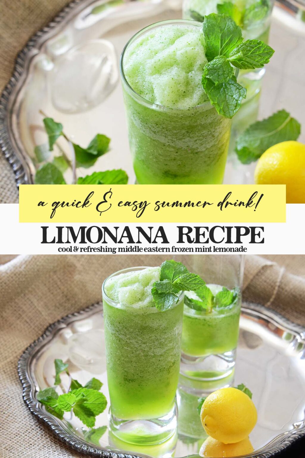 Limonana (Middle Eastern Frozen Mint Lemonade Recipe) - An Edible Mosaic™