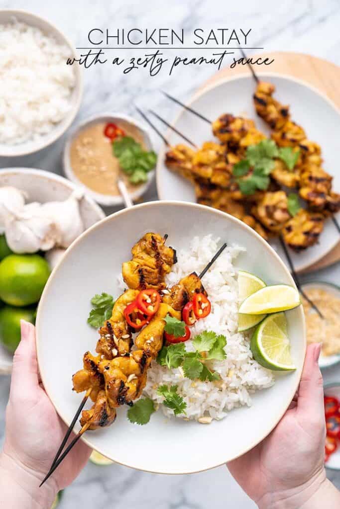 Easy Chicken Satay Recipe with Homemade Peanut Sauce - An Edible Mosaic™
