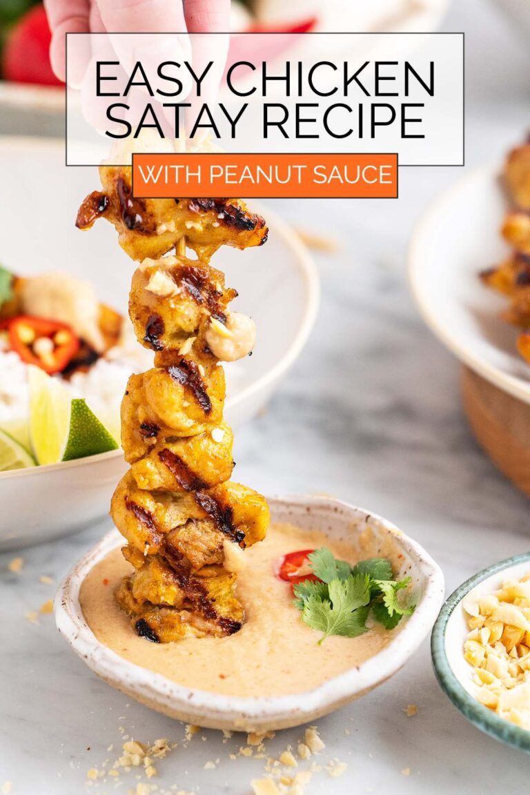 Easy Chicken Satay Recipe with Homemade Peanut Sauce - An Edible Mosaic™