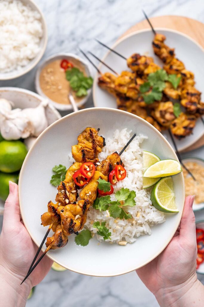 Easy Chicken Satay Recipe with Homemade Peanut Sauce - An Edible Mosaic™