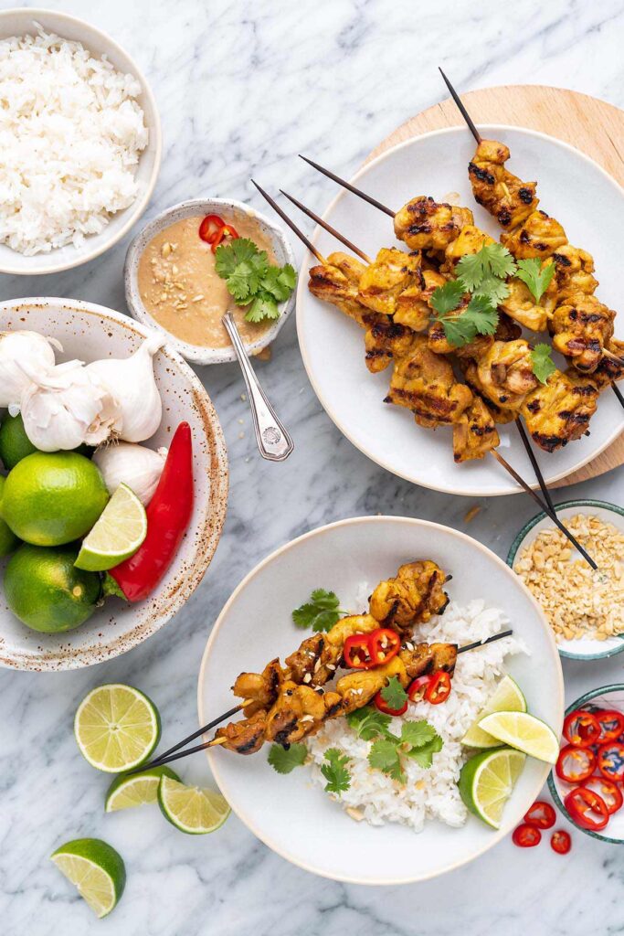Easy Chicken Satay Recipe with Homemade Peanut Sauce - An Edible Mosaic™