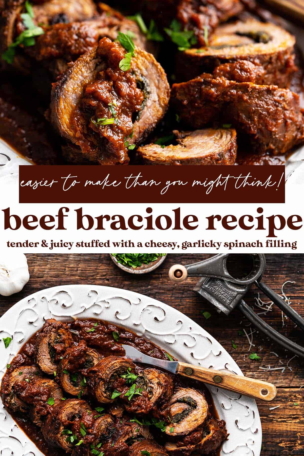 Italian Beef Braciole Recipe with Spinach and Provolone {video} - An ...