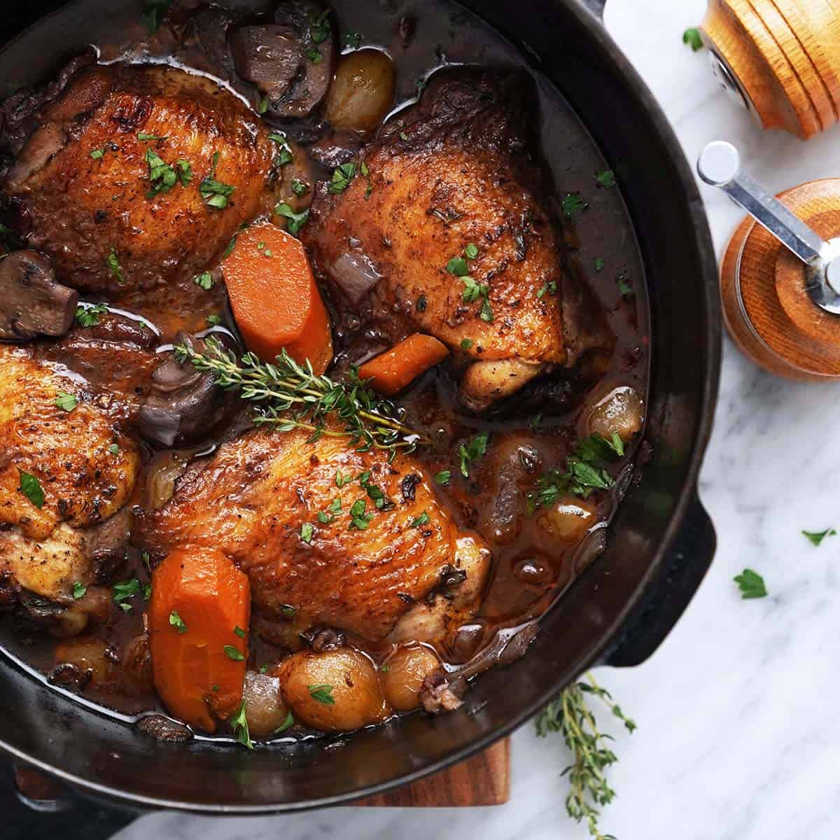 Coq au Vin Recipe (French Chicken in Wine) - An Edible Mosaic™