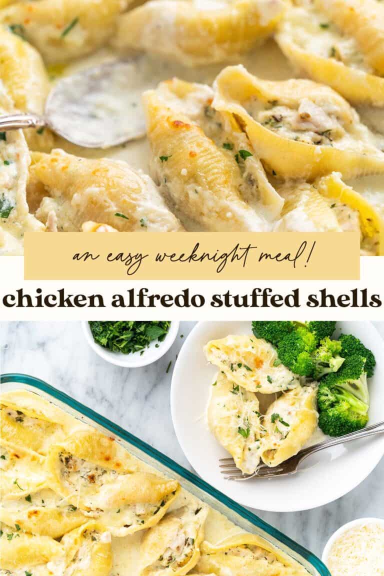 Chicken Stuffed Shells with Alfredo Sauce - An Edible Mosaic™