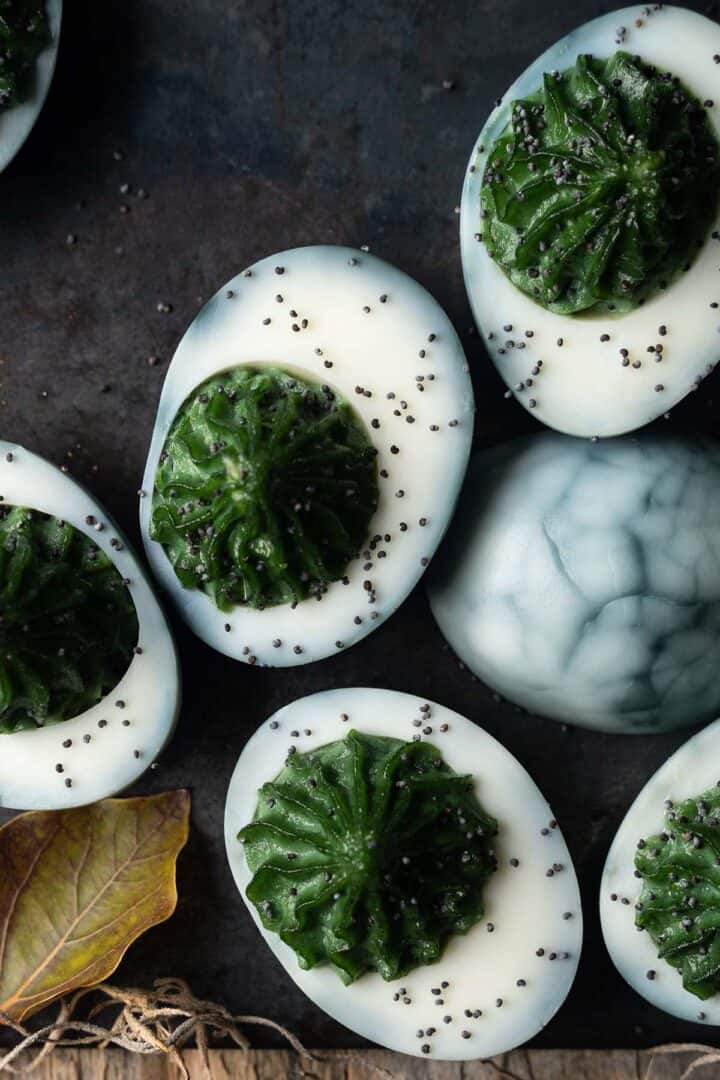 Swamp Eggs - Naturally Dyed Spooky Halloween Deviled Eggs Recipe - An ...