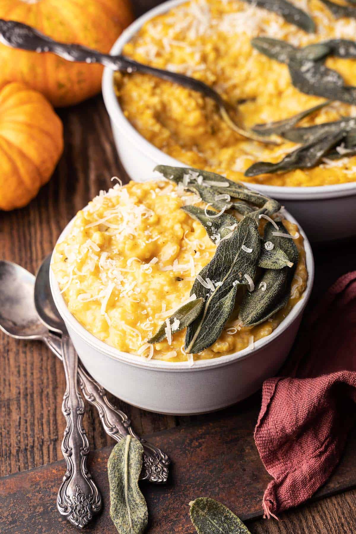 Pumpkin Risotto Recipe with Crispy Sage - An Edible Mosaic™