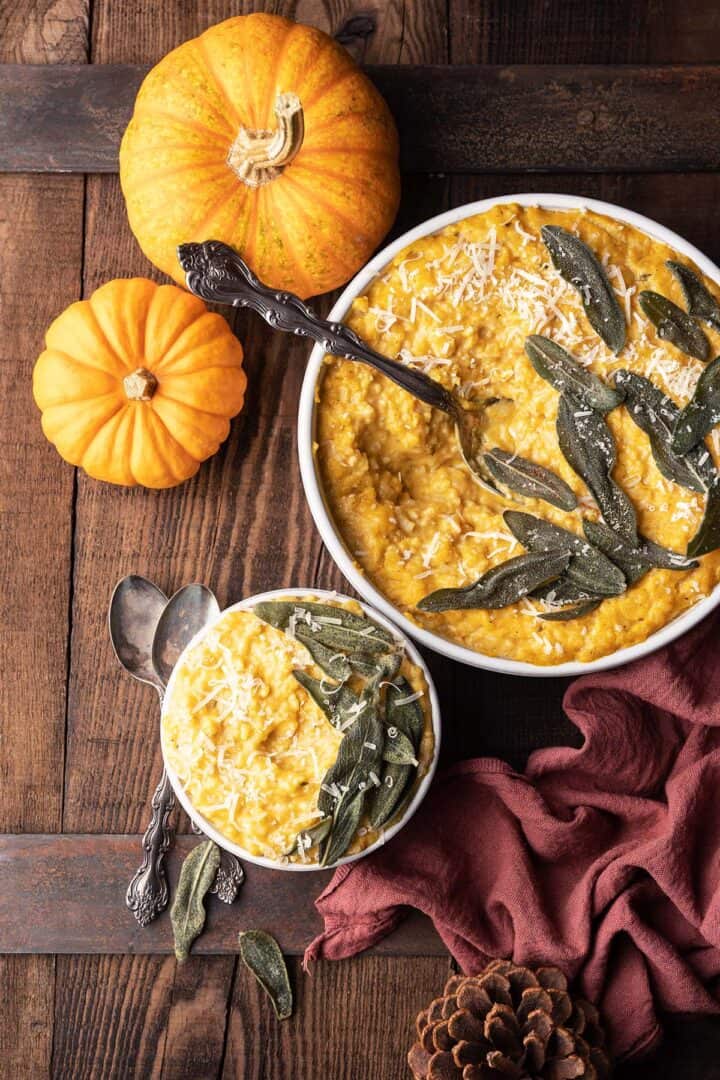 Pumpkin Risotto Recipe with Crispy Sage - An Edible Mosaic™