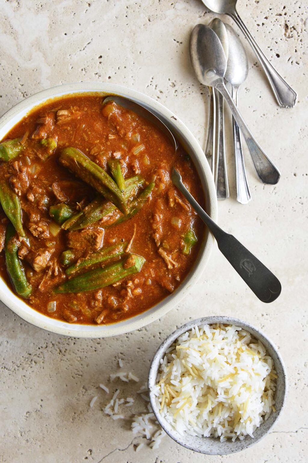 Persian Okra Stew with Meat Recipe (Khoresh Bamieh)