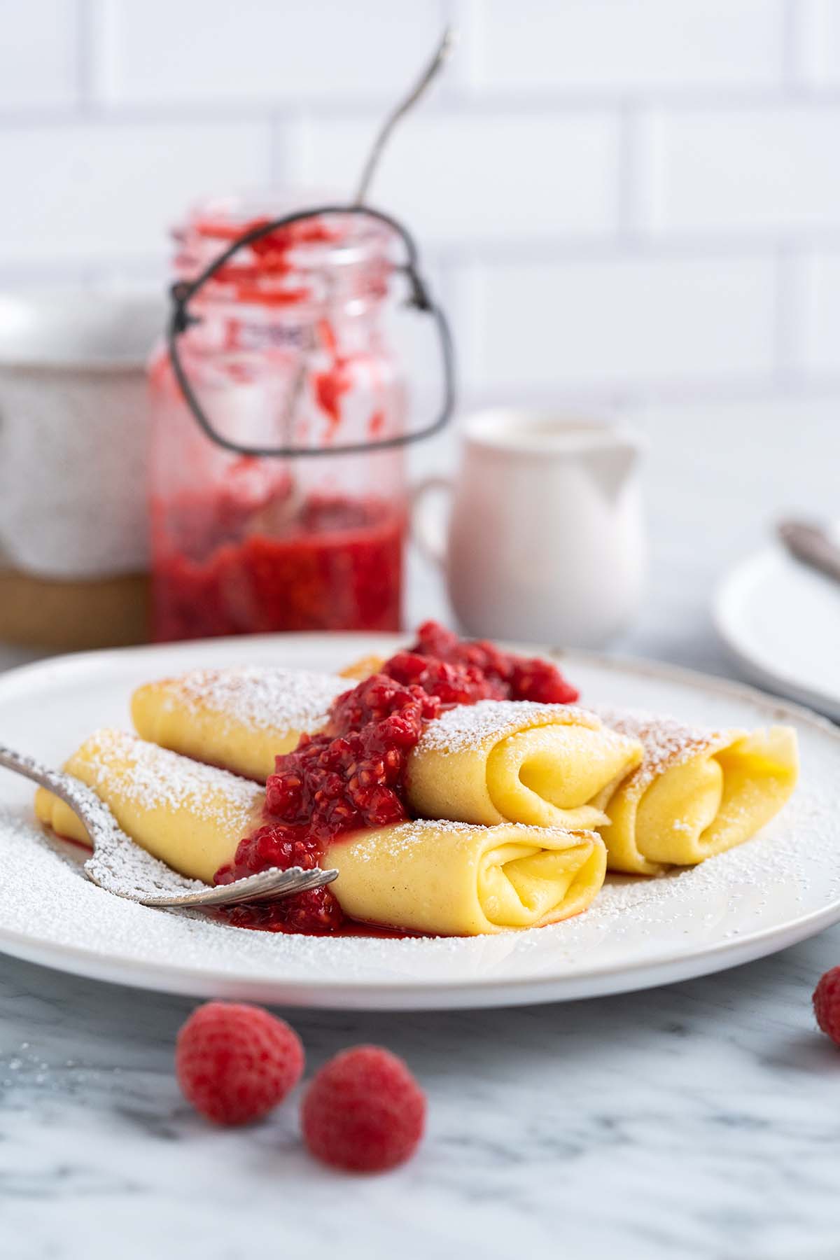 Cheese Blintz Recipe with Fresh Raspberry Sauce {video} - An Edible Mosaic™