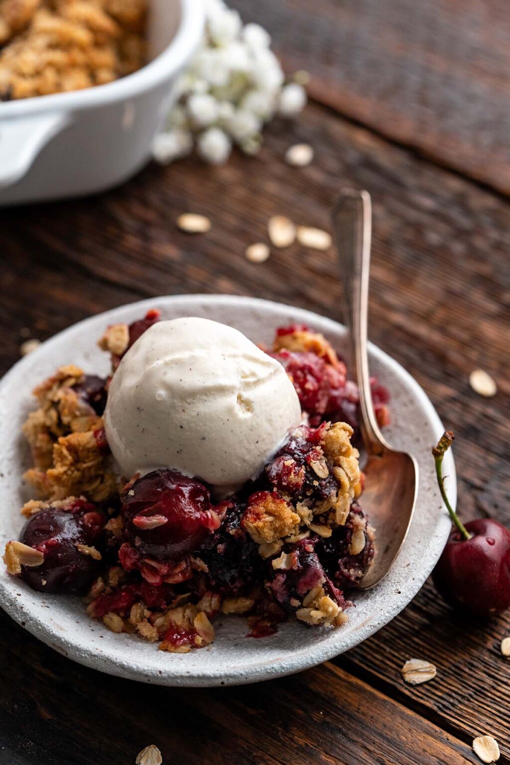 Cherry Crisp Recipe (With Fresh or Frozen Cherries!) - An Edible Mosaic™