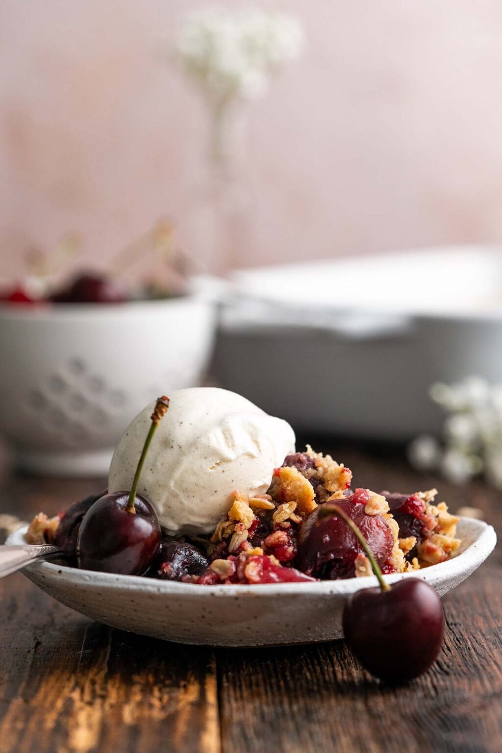 Cherry Crisp Recipe (With Fresh or Frozen Cherries!) - An Edible Mosaic™