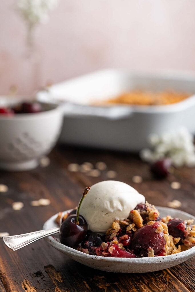 Cherry Crisp Recipe (With Fresh or Frozen Cherries!) - An Edible Mosaic™