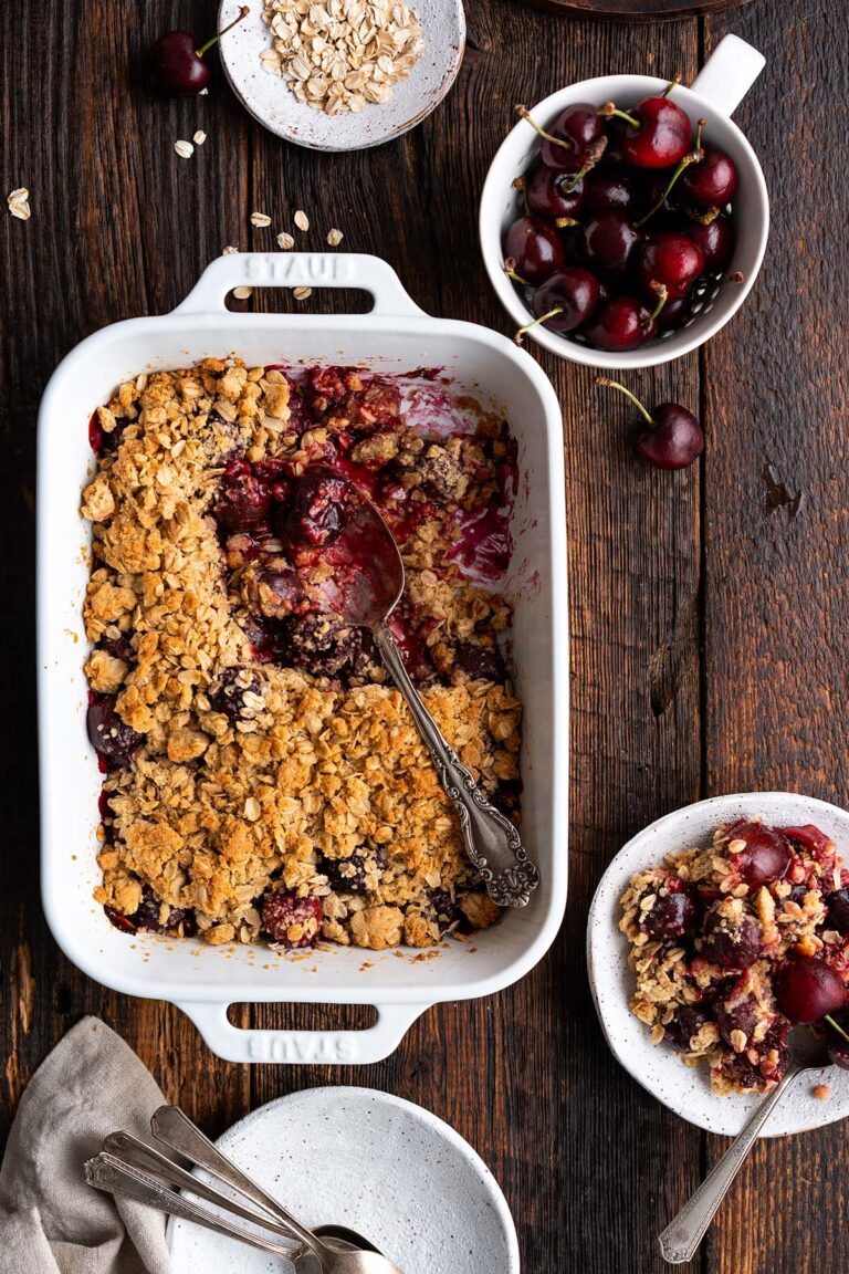 Cherry Crisp Recipe (With Fresh or Frozen Cherries!) - An Edible Mosaic™