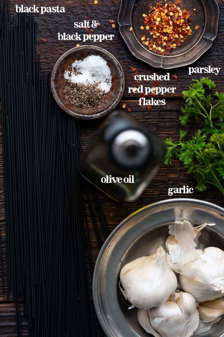 Black Pasta Recipe - Squid Ink Spaghetti Aglio e Olio - An Edible Mosaic™