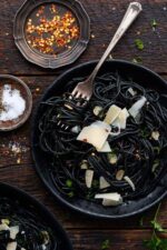Black Pasta Recipe - Squid Ink Spaghetti Aglio e Olio - An Edible Mosaic™