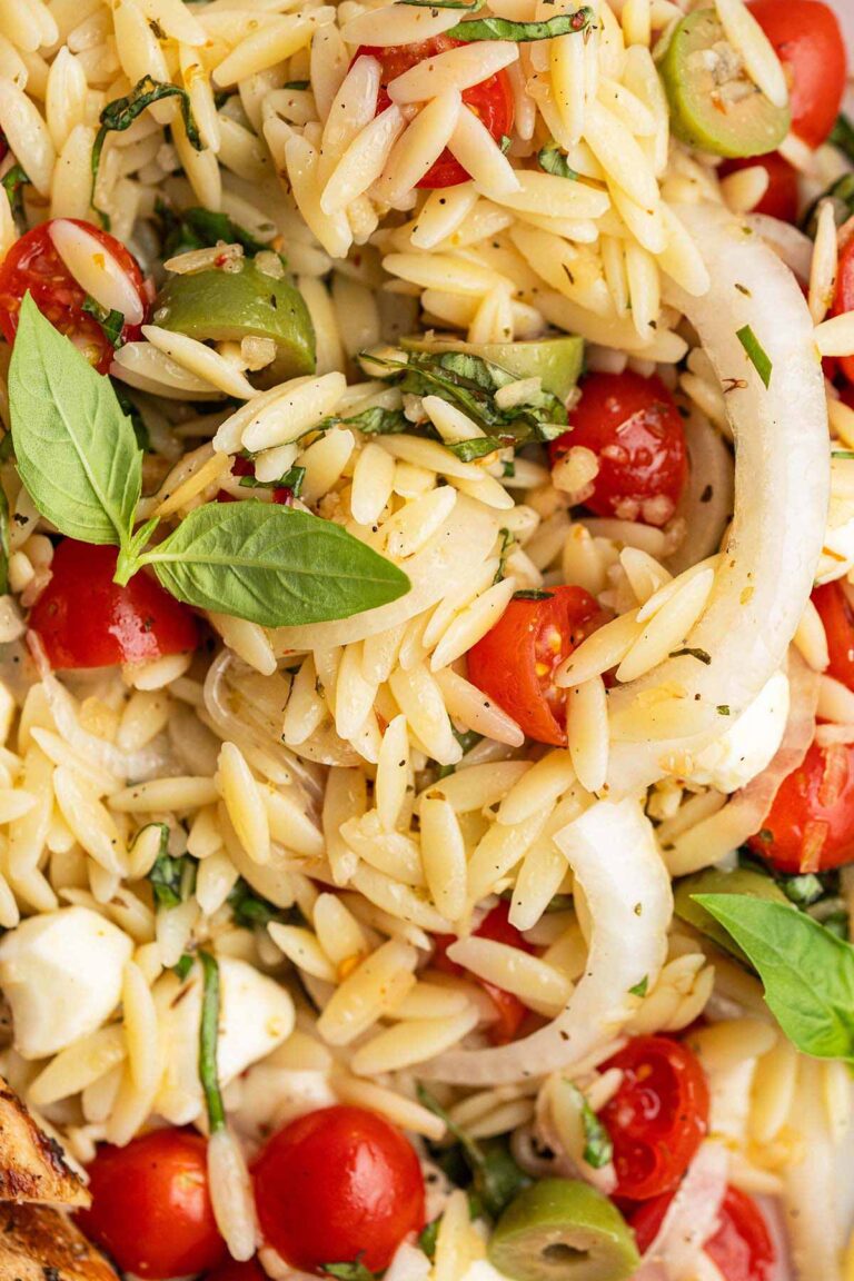 Italian Orzo Pasta Salad Recipe with Grilled Chicken & Arugula - An ...