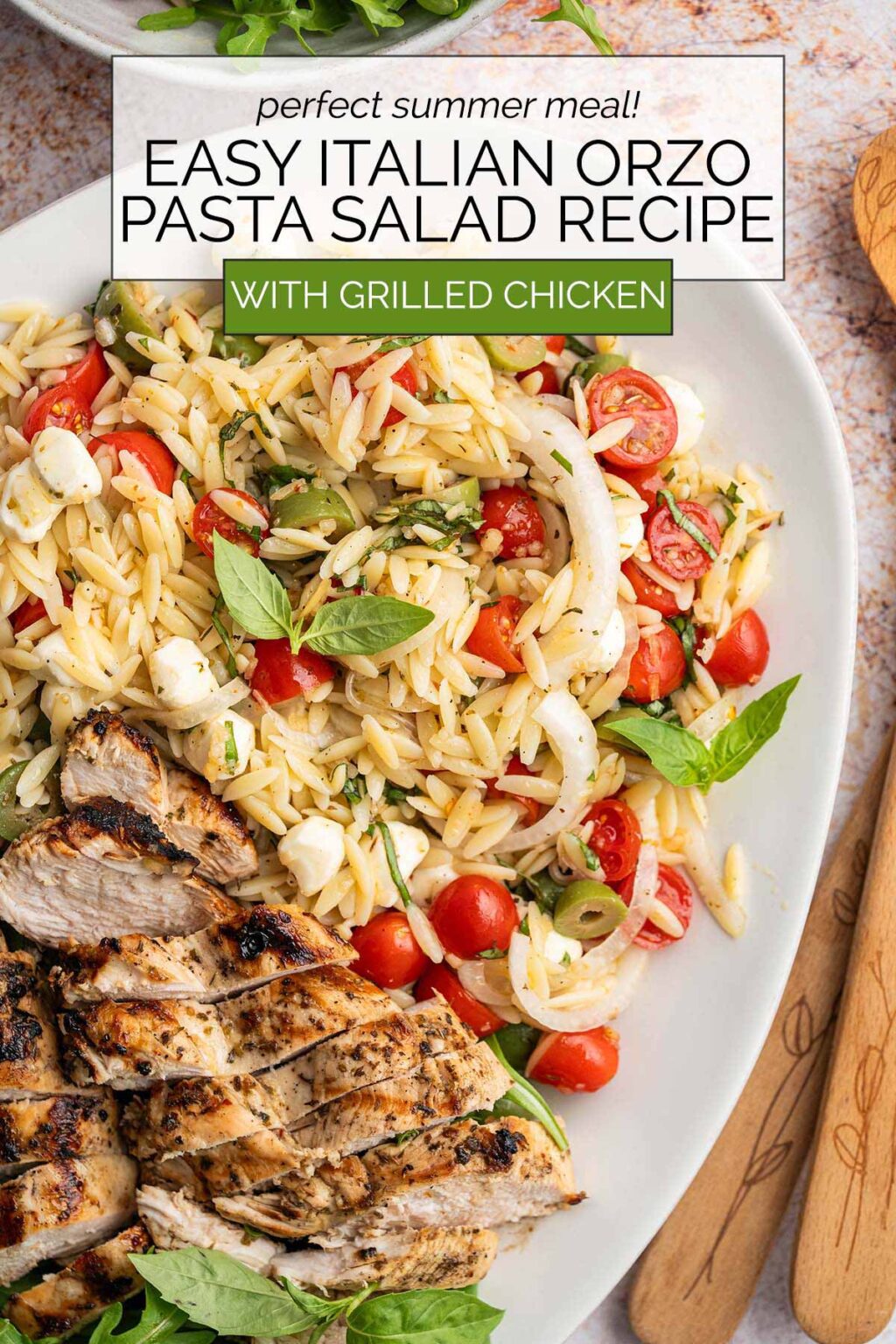 Italian Orzo Pasta Salad Recipe with Grilled Chicken & Arugula - An ...
