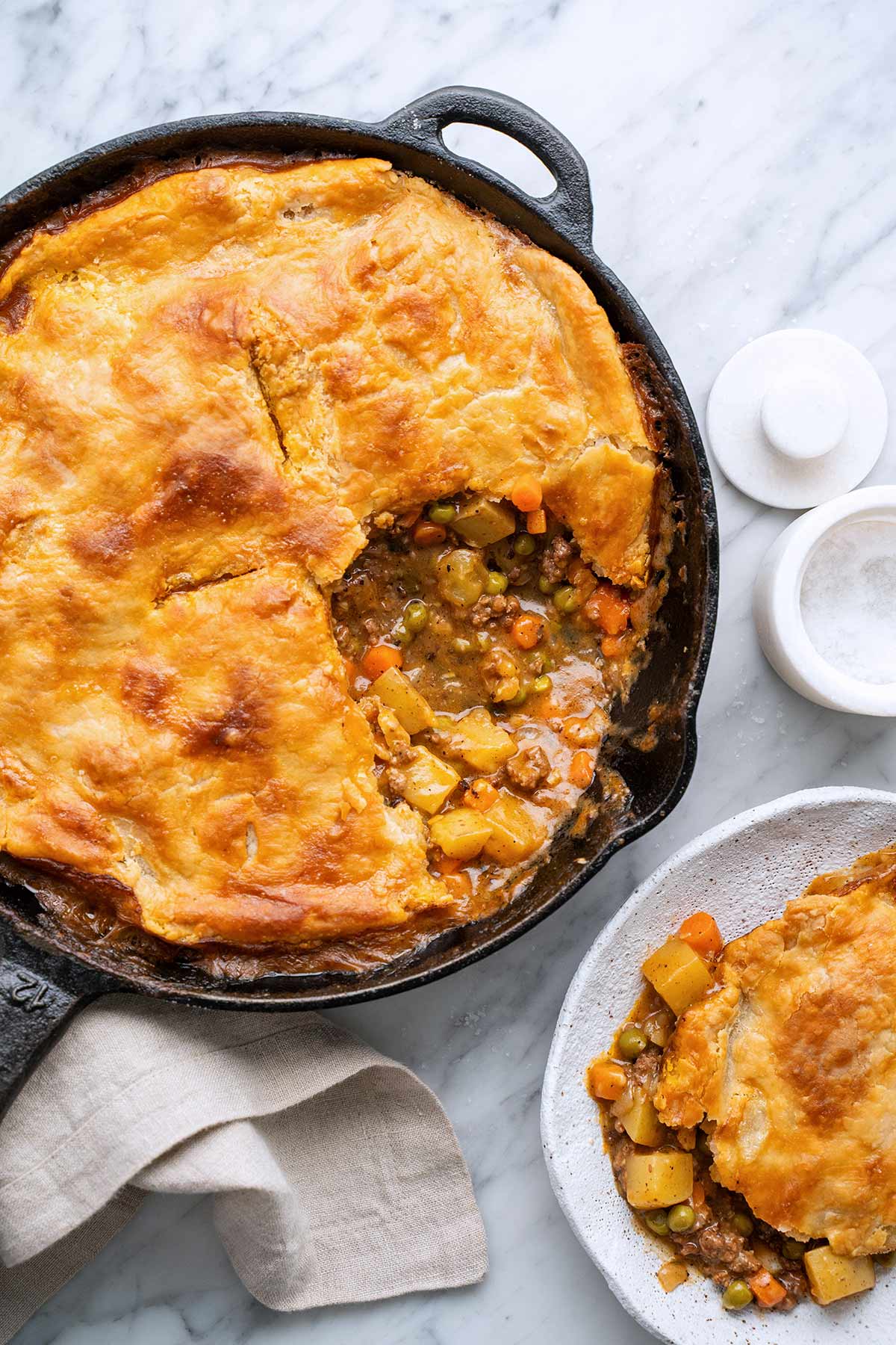 Skillet Ground Beef Pot Pie Recipe - An Edible Mosaic™
