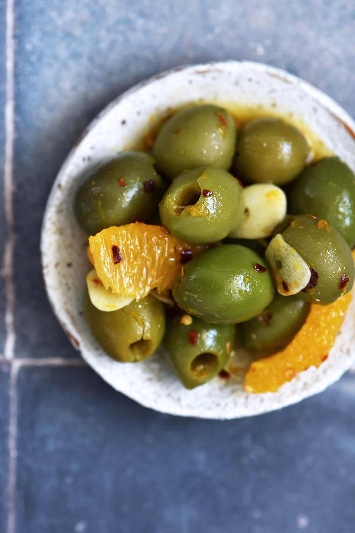 Sweet and Spicy Orange Olives Recipe - An Edible Mosaic™