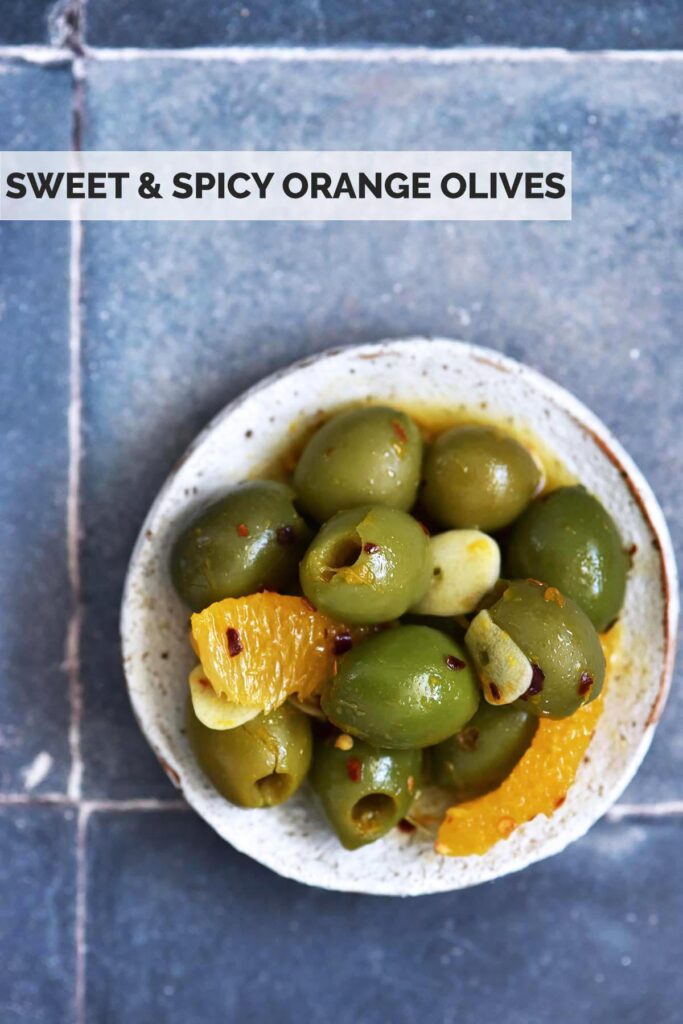 Sweet and Spicy Orange Olives Recipe - An Edible Mosaic™